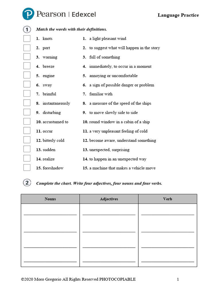 Edexcel iLS Year7 English Extra Unit1 Section5 Week3 Language Practice | PDF | Languages ...