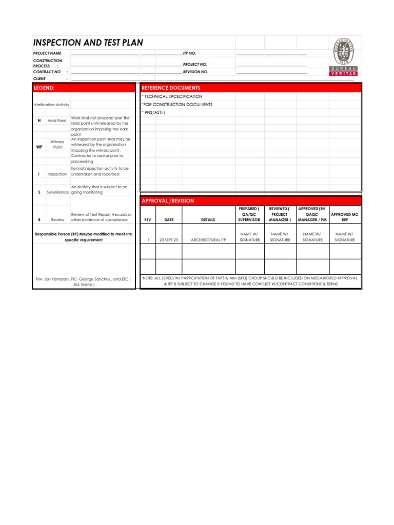 Inspection Test Plan | PDF | Systems Engineering | Evaluation