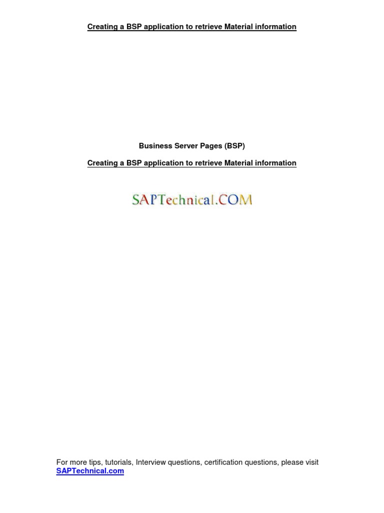 BSP Application To Retrive Material Information | PDF | Data | Data ...
