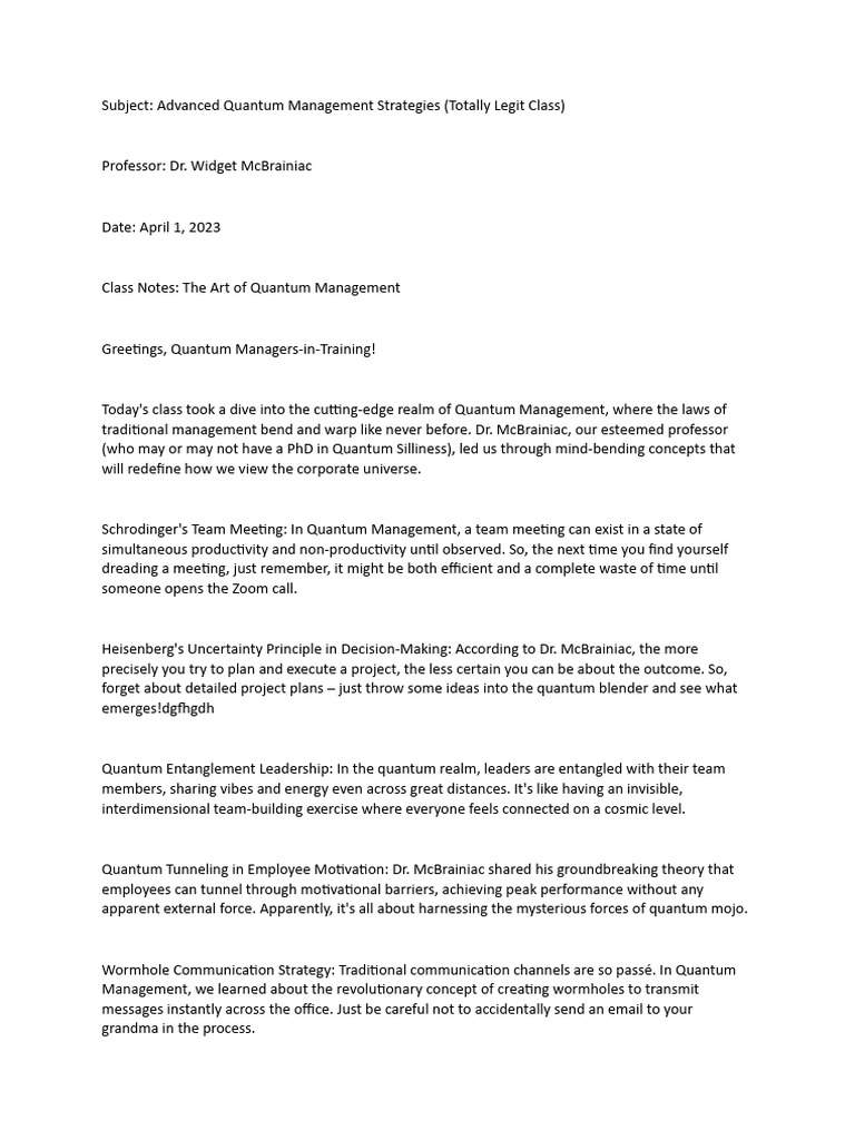 The Art of Quantum Management 3 | PDF