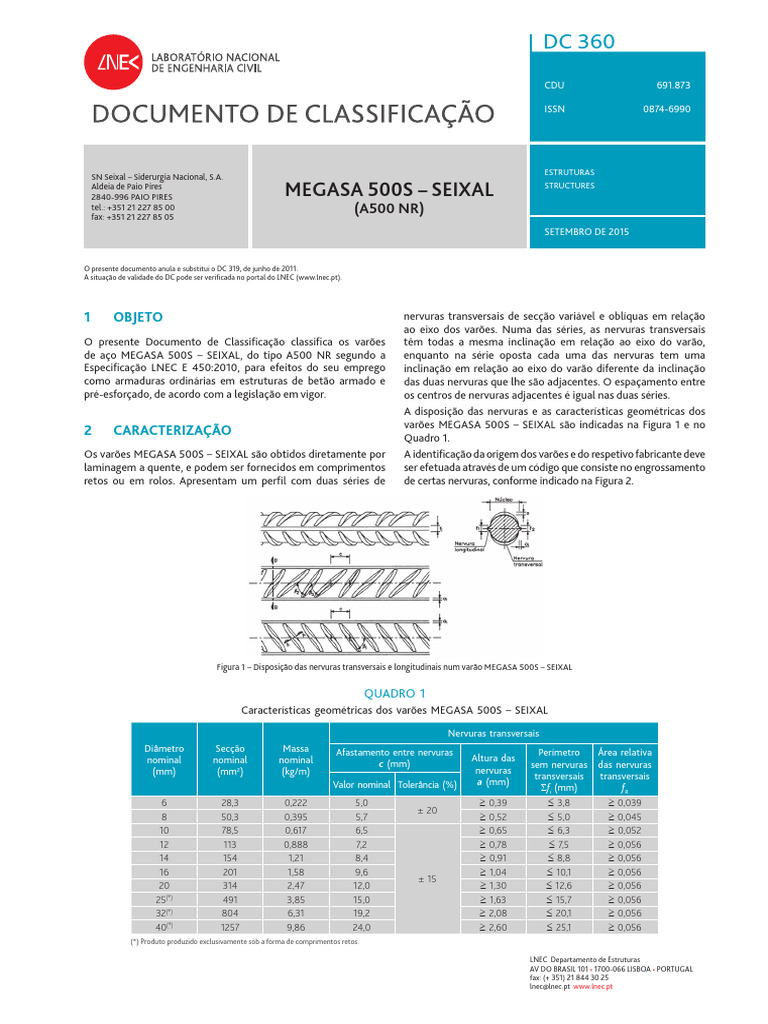 DC-360 Megasa-500s-Seixal | PDF | Ciências Físicas | Materiais de ...