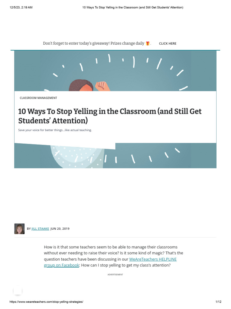 Stop Yelling: Classroom Strategies | PDF | Teachers | Classroom Management