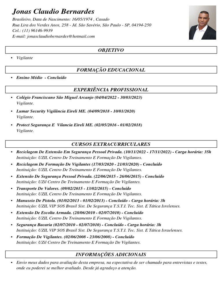 CV Jonas Claudio Bernardes-1 | PDF