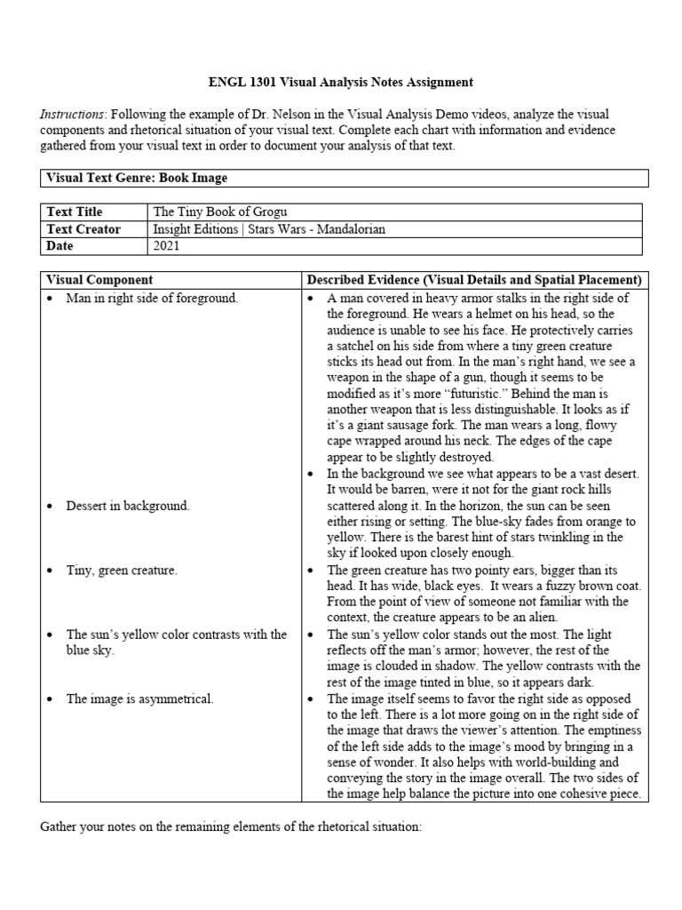 Visual Analysis Worksheet 1 1 | PDF