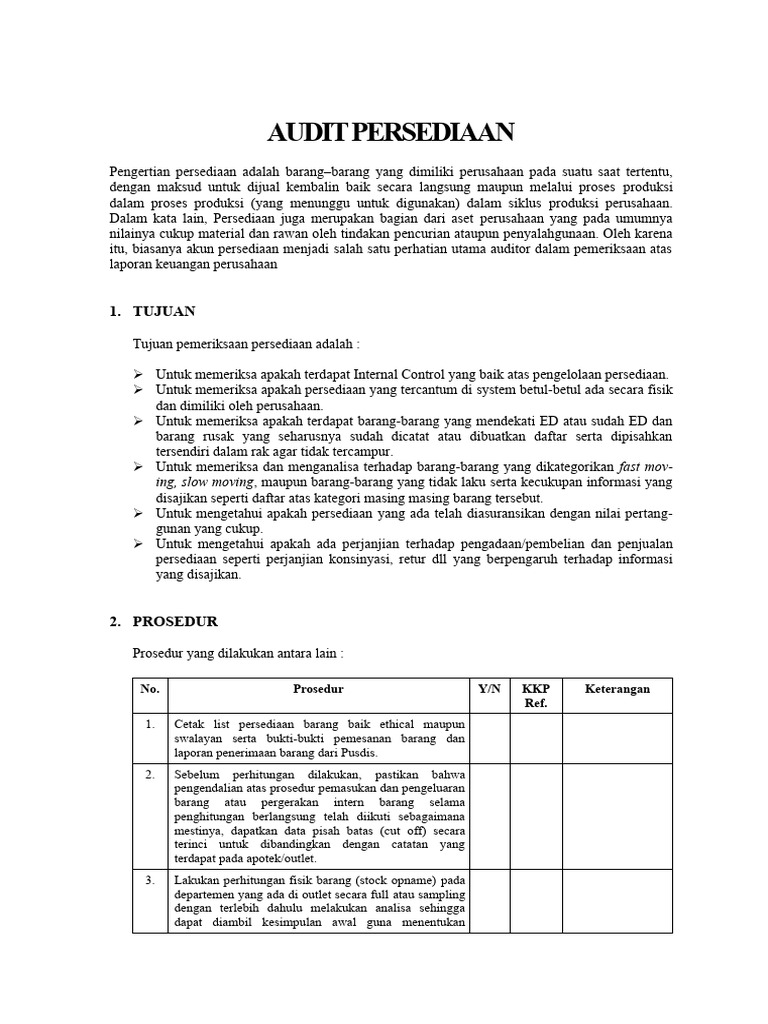 Audit dan Prosedur Stock Opname | PDF | Bisnis | Pengelolaan Keuangan ...