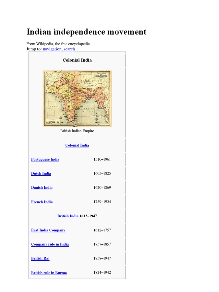 Indian Independence Movement | PDF | British Raj | Indian Independence ...