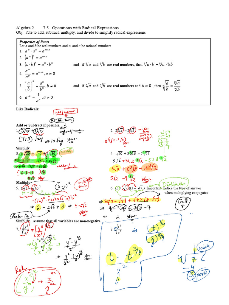 Operation On Radicals 3 | PDF | Real Number | Mathematical Notation