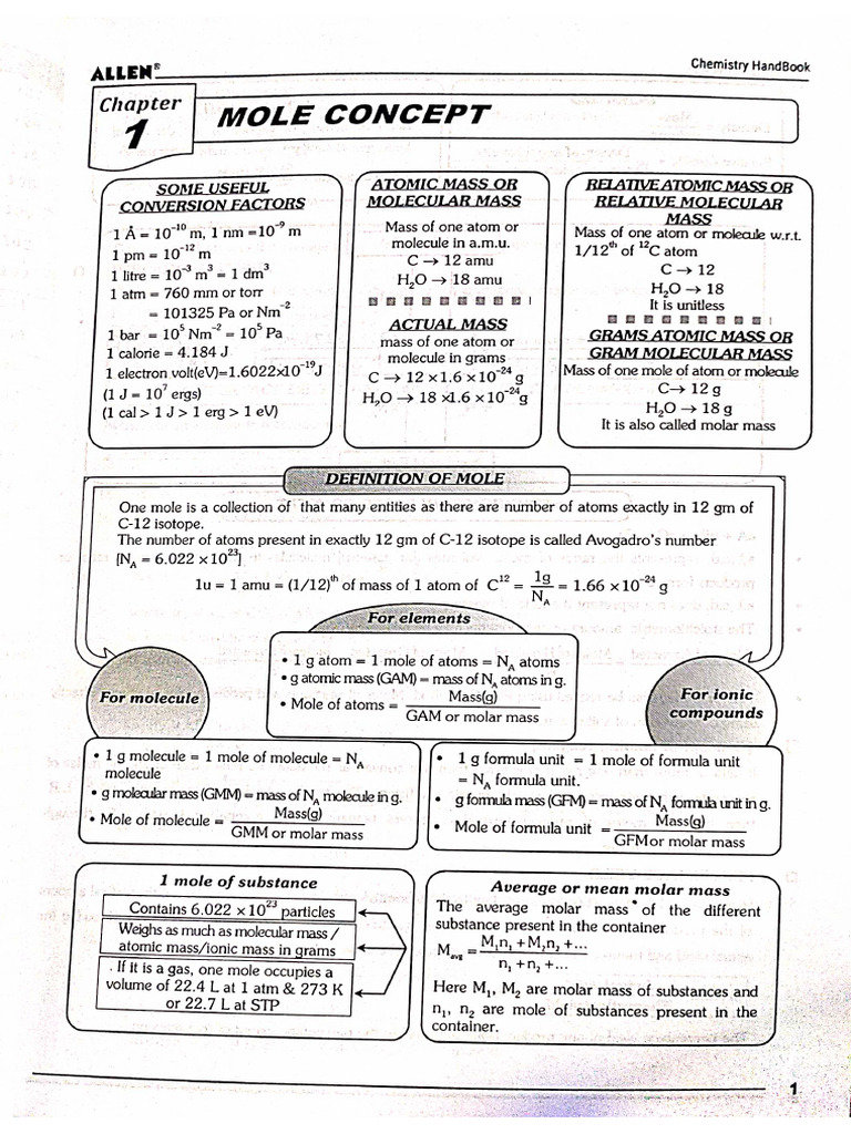 Chemistry Handbook and Formulas Sheet | PDF