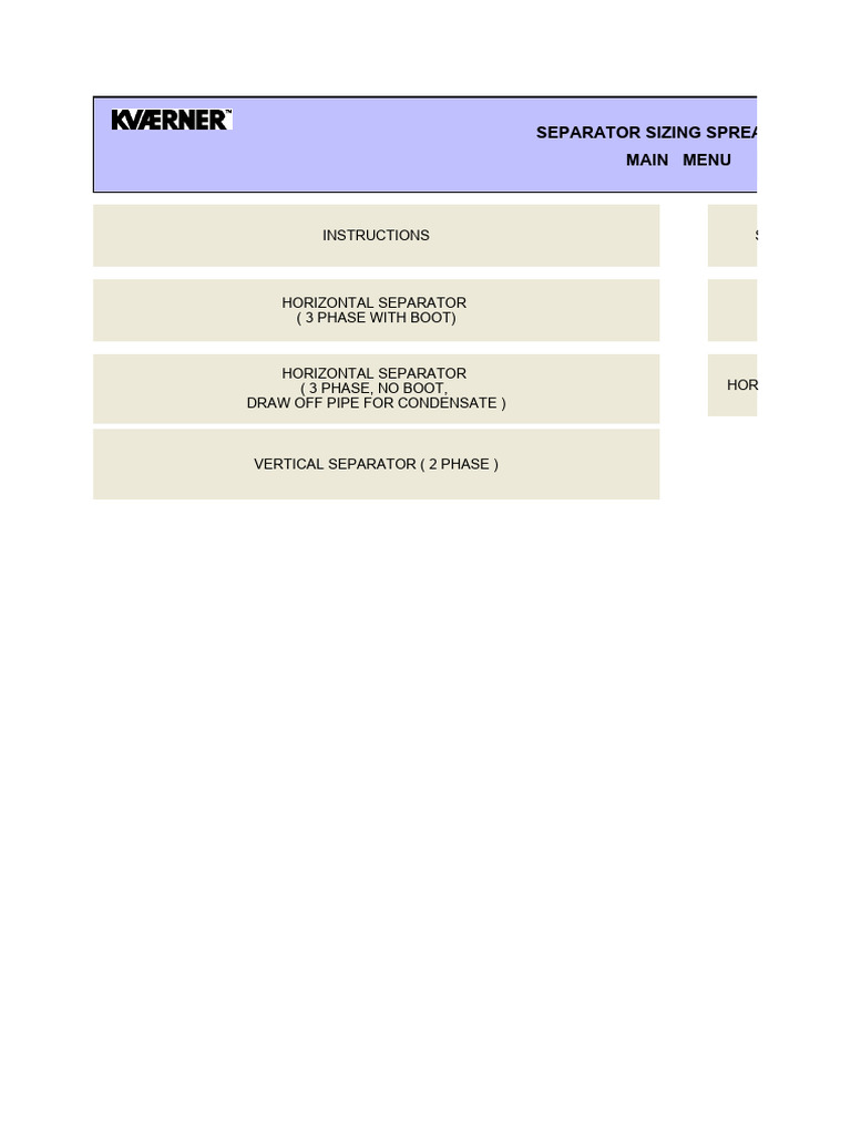 Separator 1 Sizing Spread Sheets | PDF | Spreadsheet | Microsoft Excel
