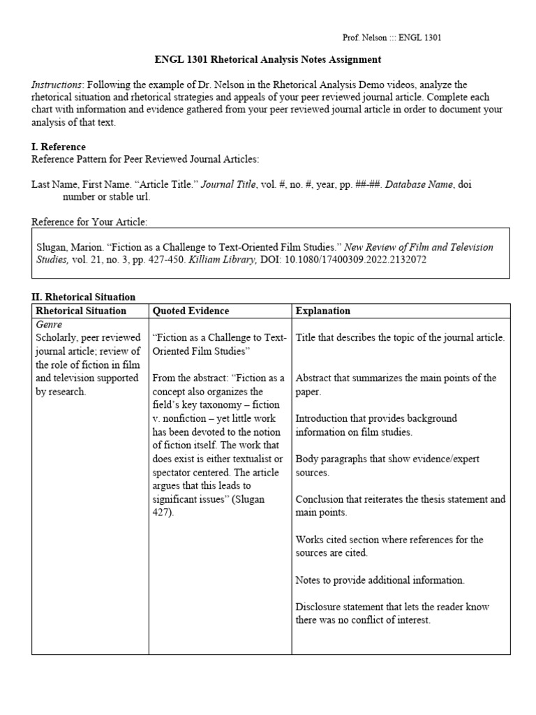 Rhetorical Analysis of Film Studies Article | PDF | Rhetoric | Argument