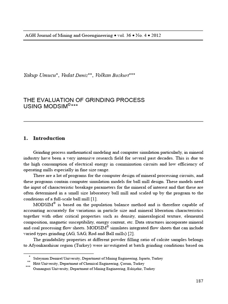 The Evaluation of Grinding Process Using | PDF | Mill (Grinding) | Root ...