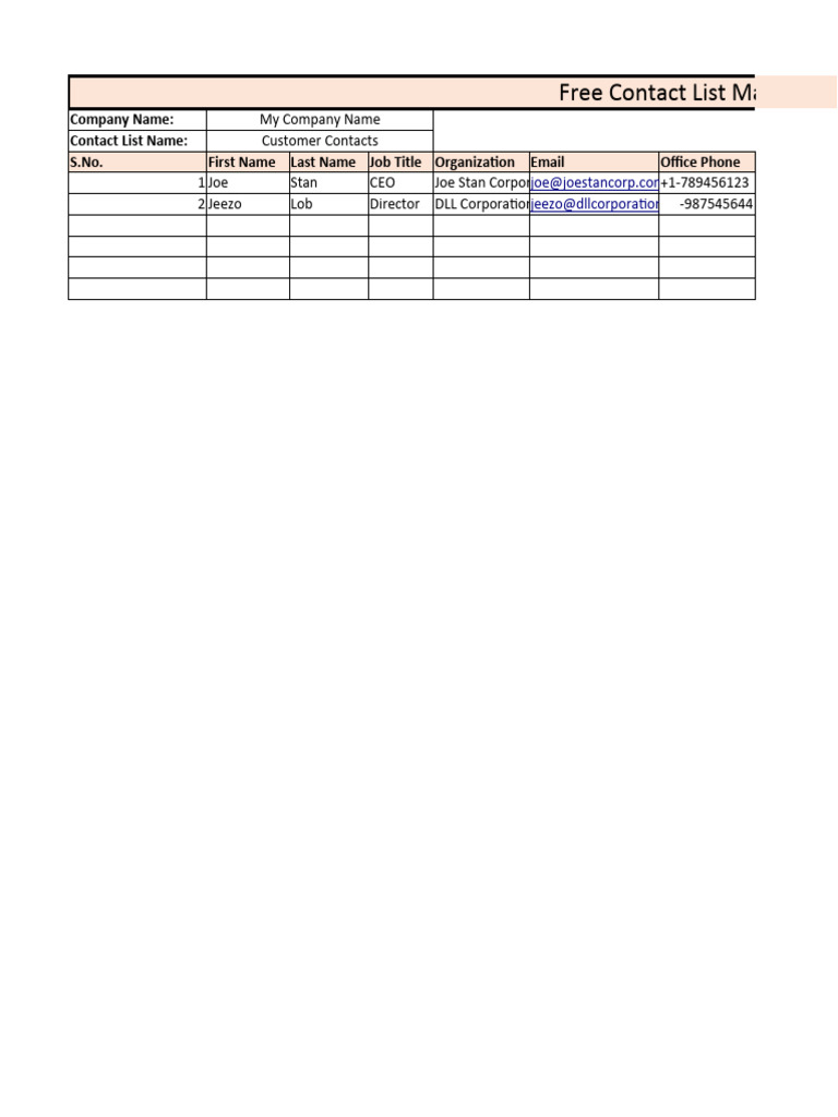 Free Contact List Management Excel Template | PDF | Career & Growth ...