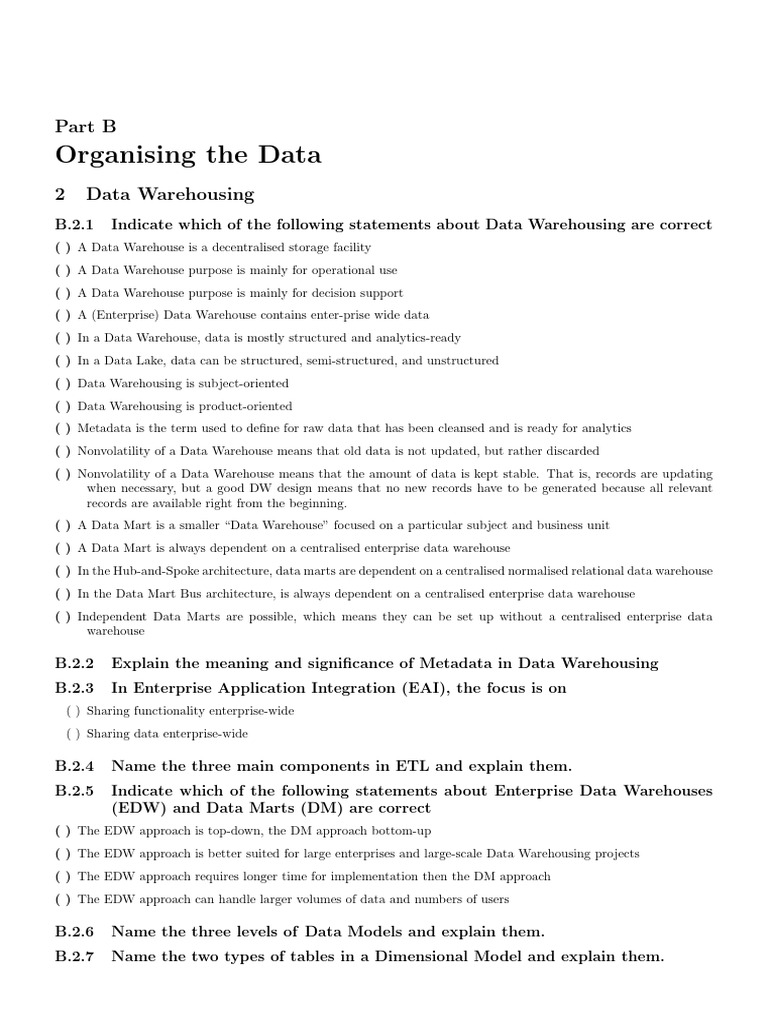 Exercises - Dss - Partb - Handout | PDF | Data Warehouse | Computer Data