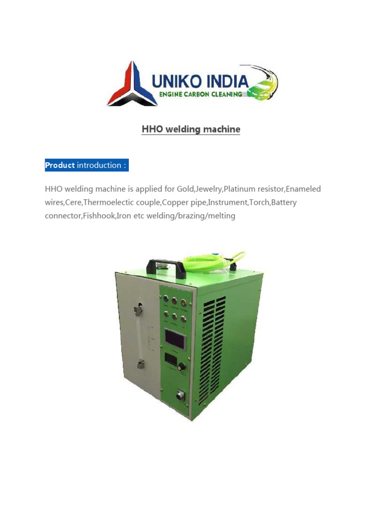 UNIKO INDIA Hho Welding Machine | PDF
