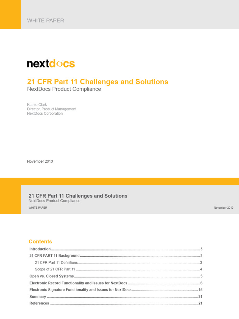 21 CFR Part 11 Compliance Insights | PDF | Verification And Validation ...