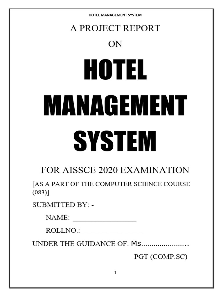 Project On Hotel Management | PDF | Databases | Relational Database