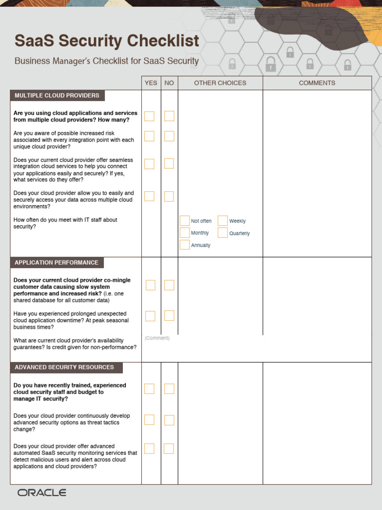 Saas Security Checklist | PDF | Cloud Computing | Security