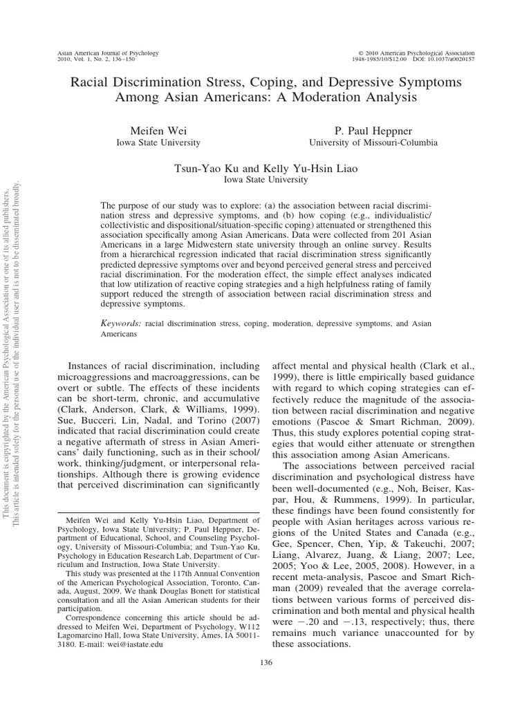 Wei 2010 | PDF | Stress (Biology) | Psychology