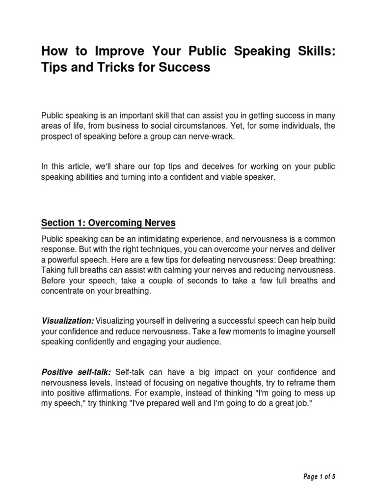 Improve Your Public Speaking Skills | PDF | Body Language | Public Speaking