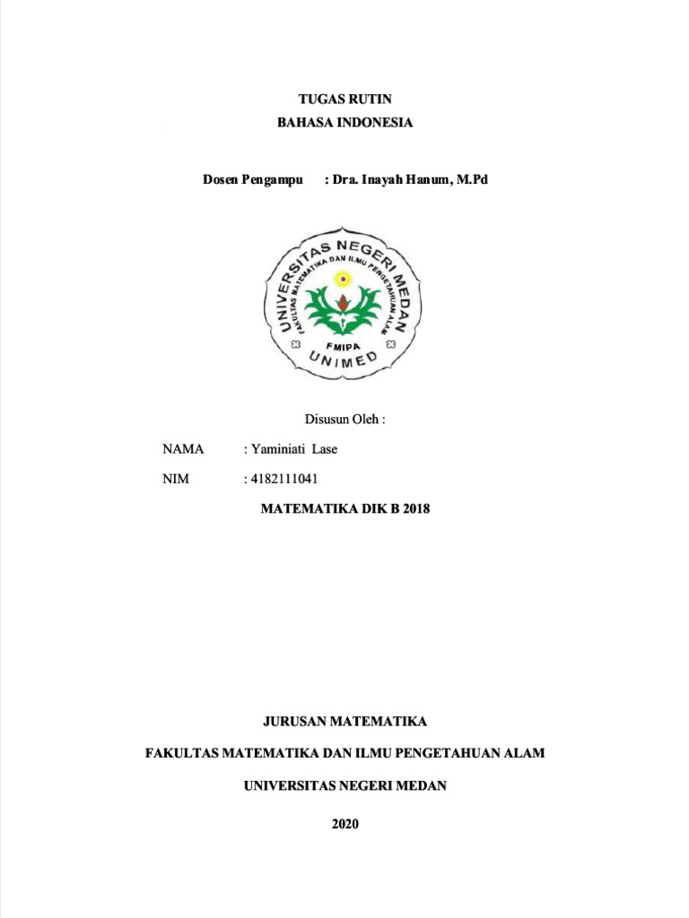PDF Tugas Rutin Bahasa Indonesia - Compress | PDF