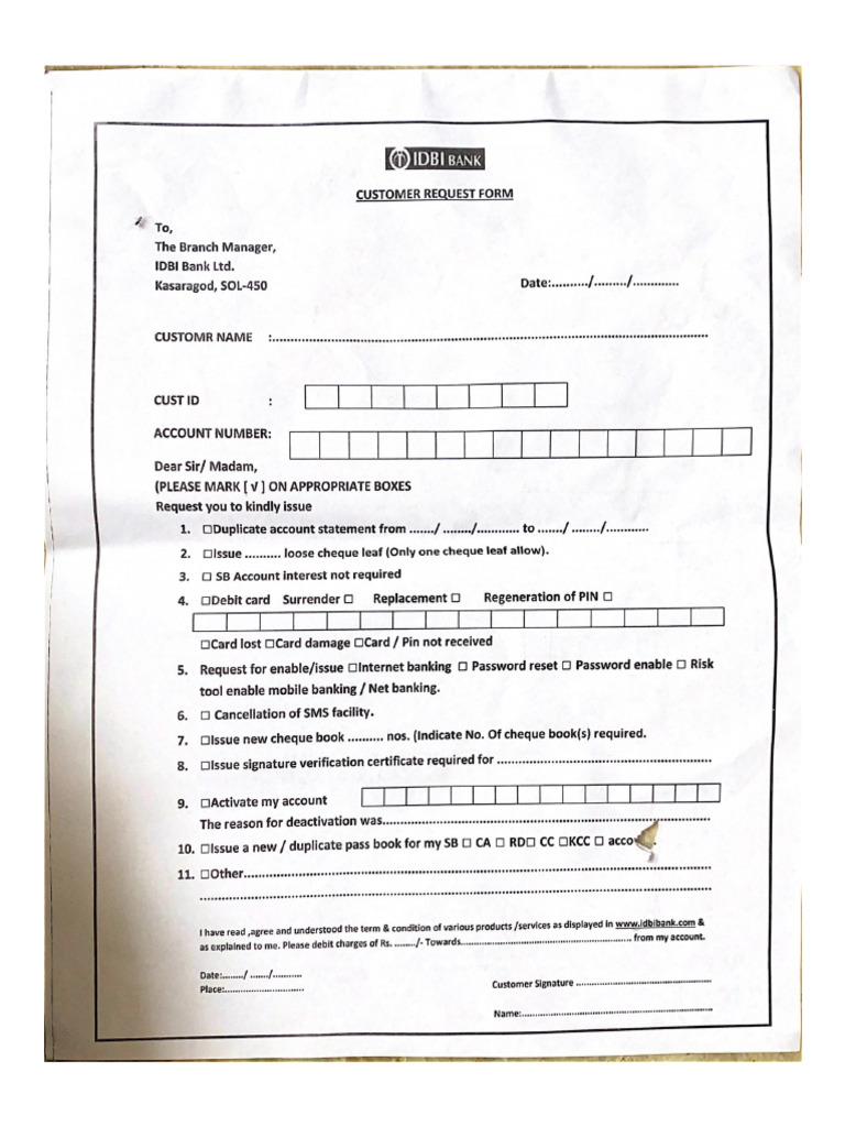 Customer Request Form | PDF
