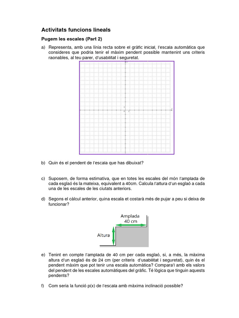 Activitats Ampliació Funcions Lineals | PDF