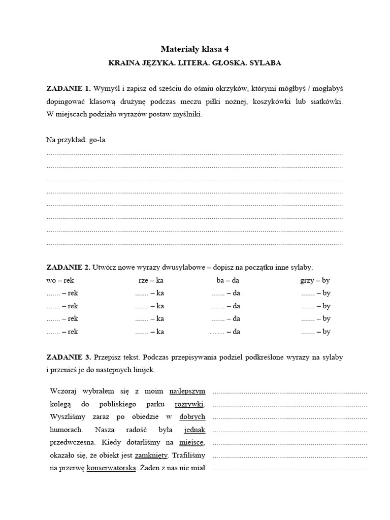 Jezyk Polski Klasa 4 | PDF