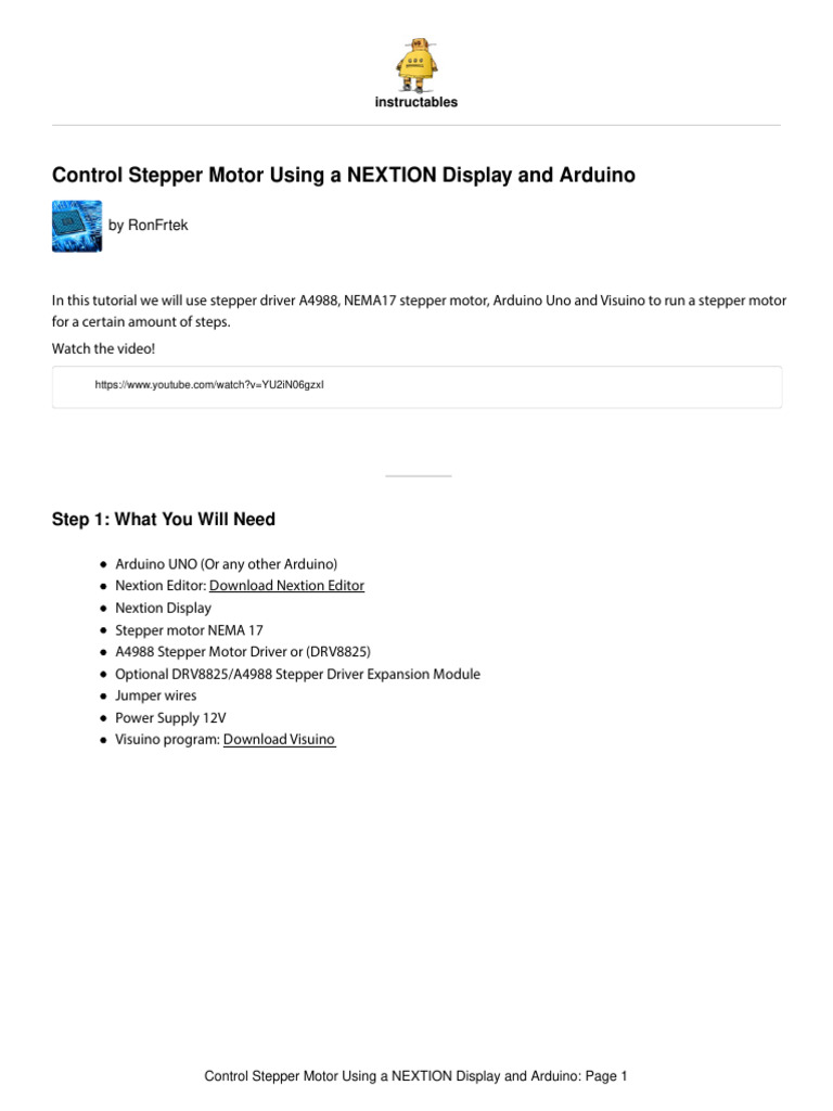 Control Stepper Motor Using A NEXTION Display and 8 | PDF | Arduino | Software