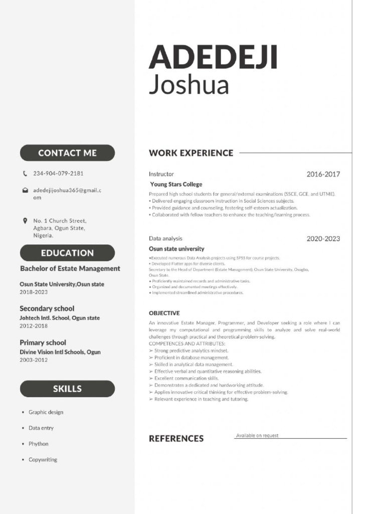 Joshua Cv3 1 | PDF