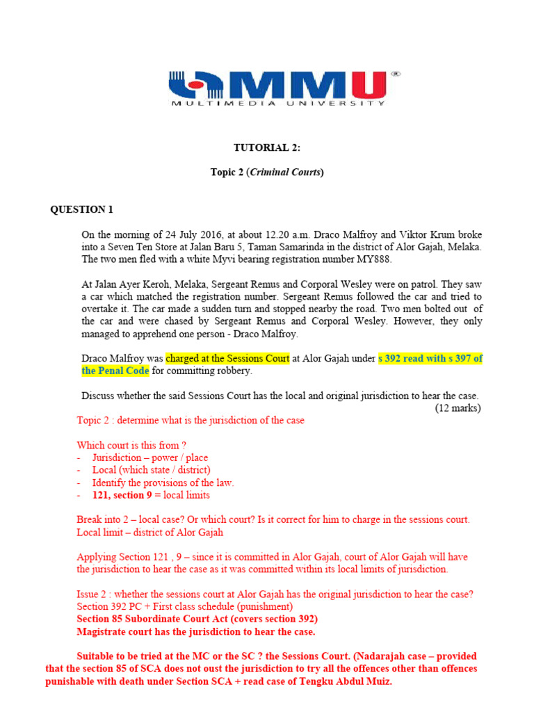 Crim Procedure - Tuto 2 | PDF | Theft | Magistrate