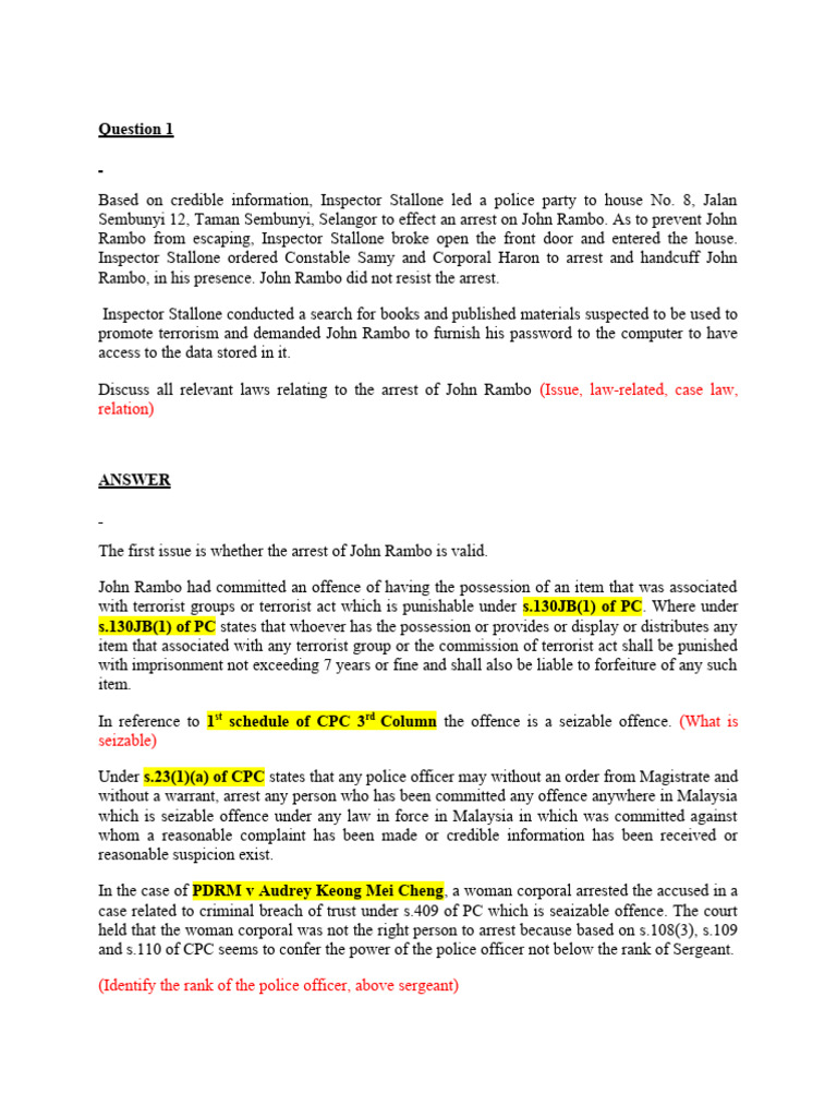 Tutorial 3 CPC | Download Free PDF | Arrest | Arrest Warrant