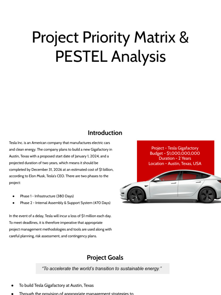 Project Priority Matrix & PESTEL Analysis | PDF | Electric Vehicle ...