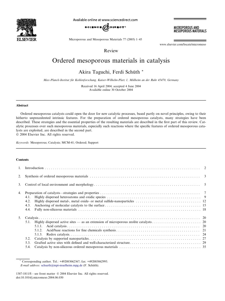 Ordered Mesoporous | PDF | Catalysis | Silicon Dioxide