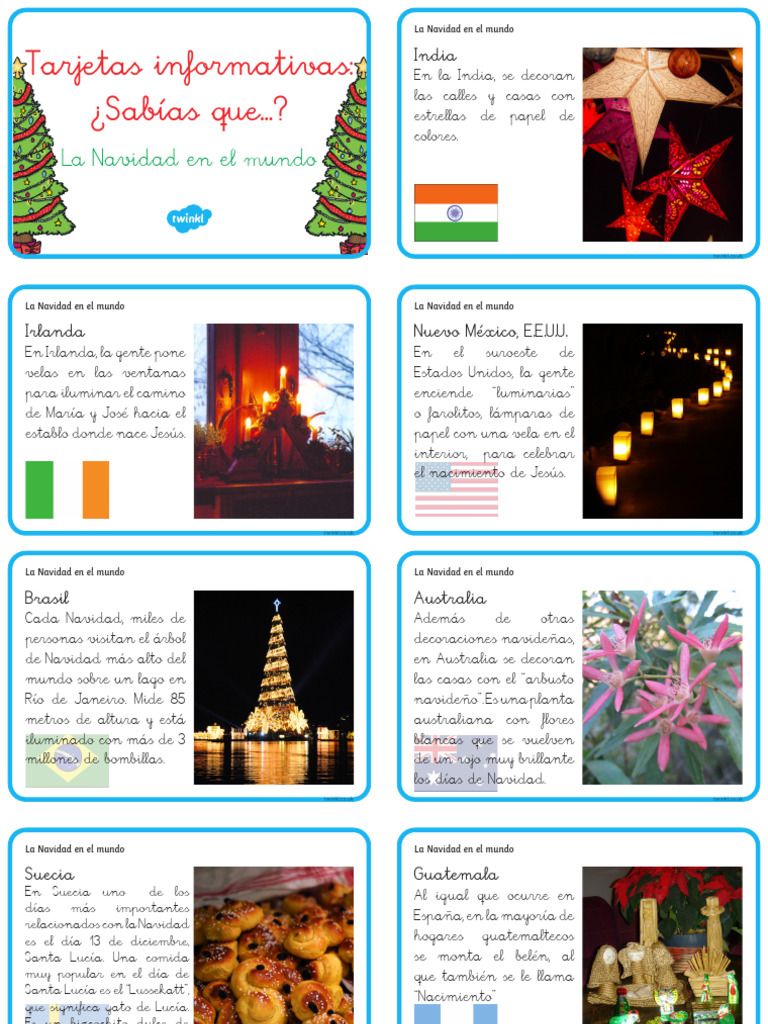 Navidad Por El Mundo Tarjetas Informativas - Ver - 1 | PDF | Navidad ...