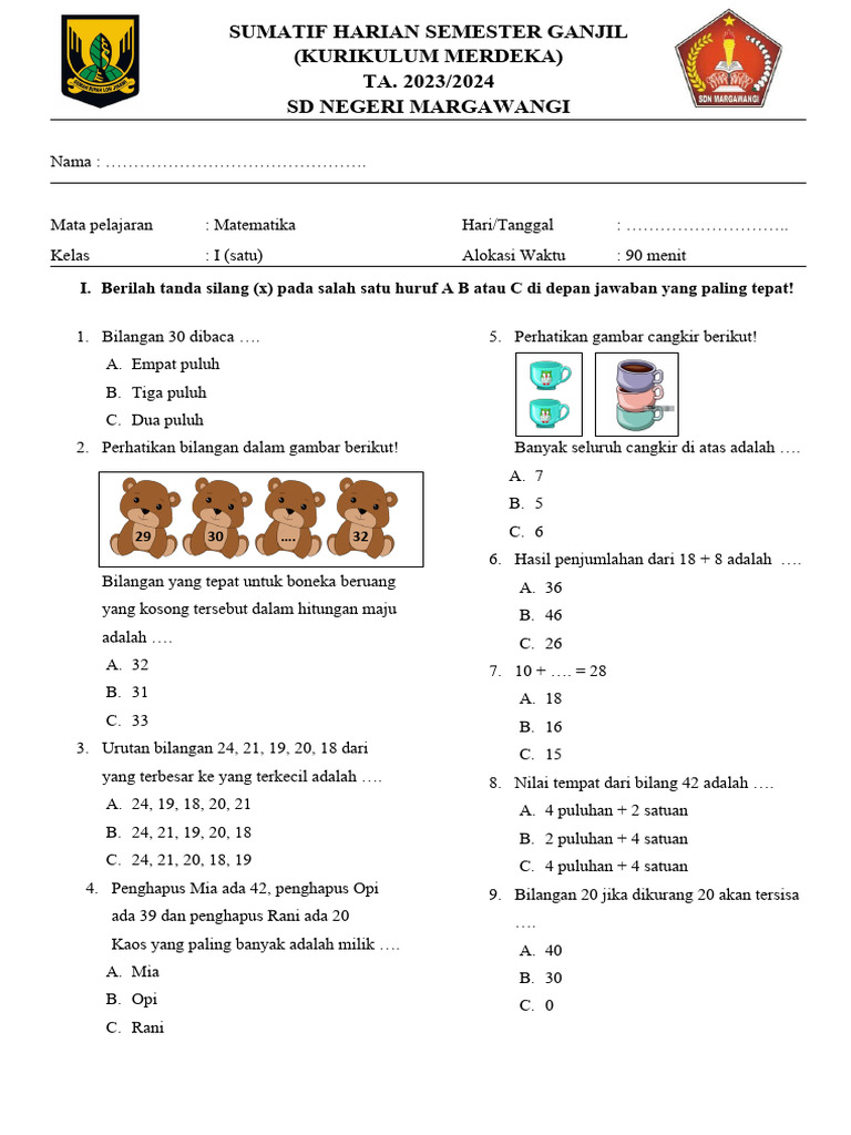 Contoh Sumatif Lm Sm 1 B Indo Pdf