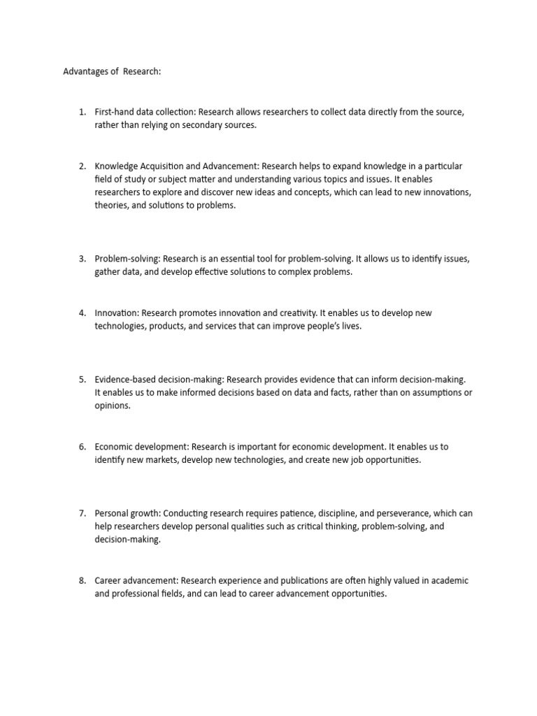 Advantages of Research | PDF