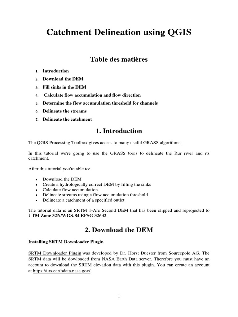 Catchment Delineation Using Qgis Pdf Drainage Basin Boolean Data Type