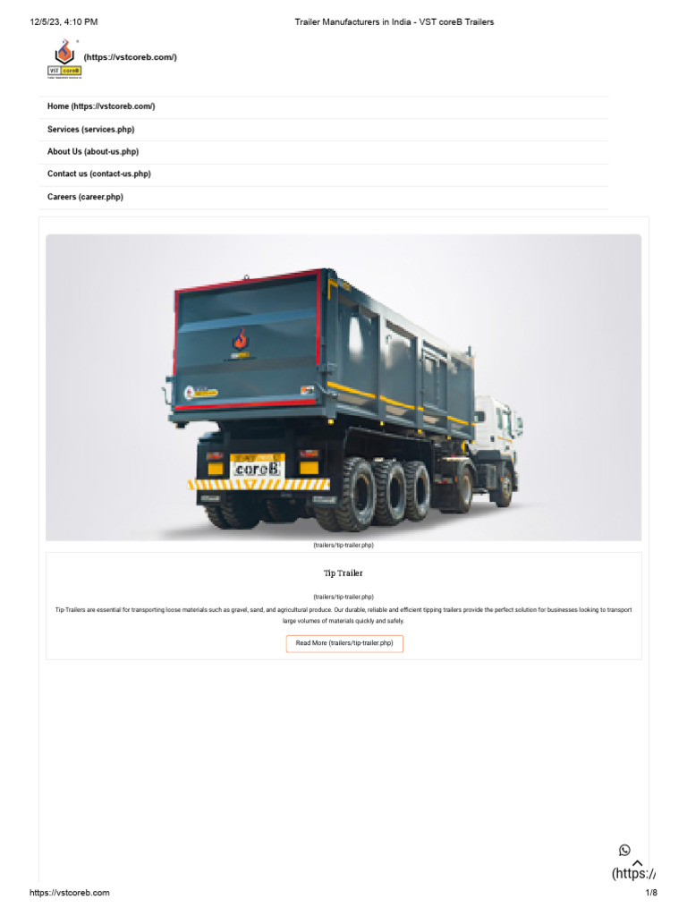 Trailer Manufacturers in India - VST CoreB Trailers | PDF | Trailer (Vehicle) | Cargo