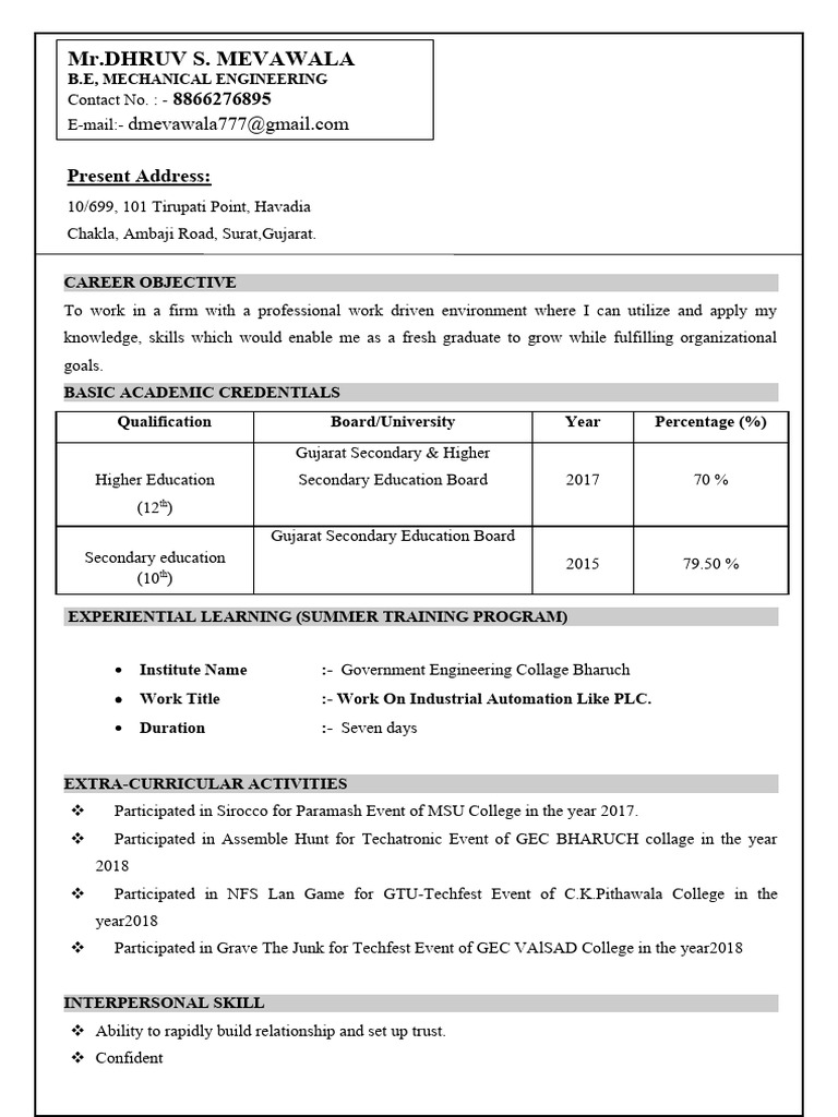Dhruv Resume | PDF