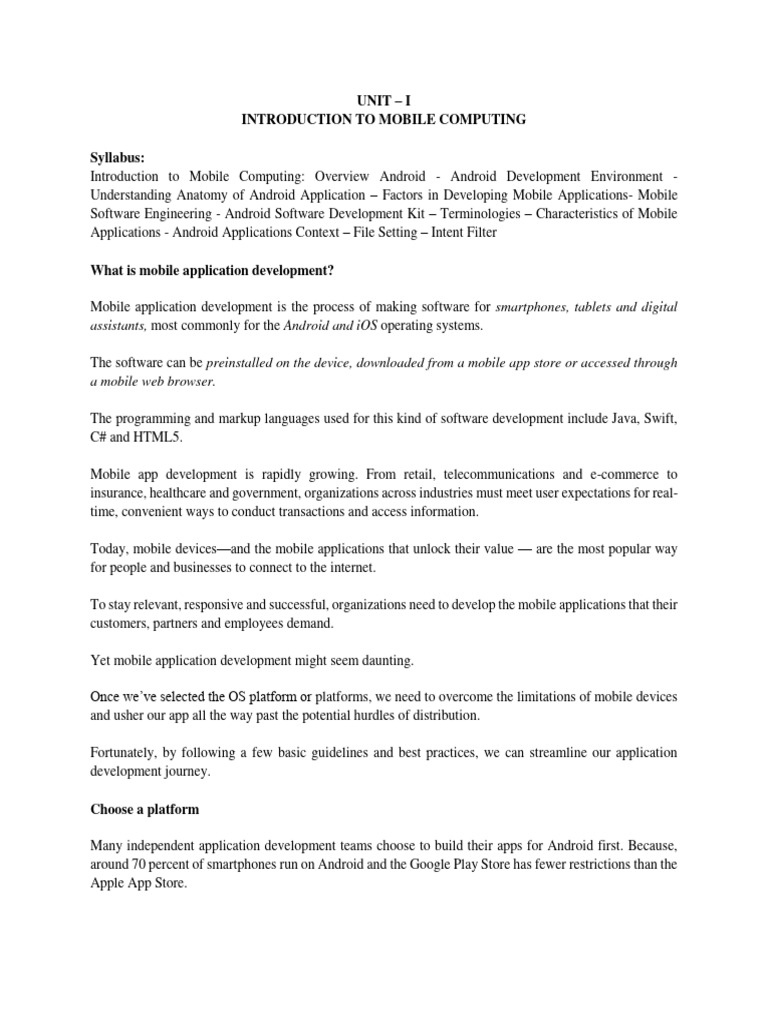 Mad Unit 1 | PDF | Mobile App | Android (Operating System)