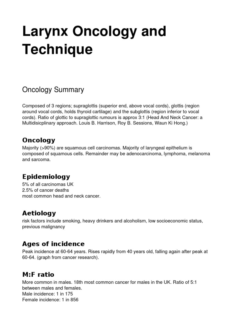 Larynx Oncology and Technique | PDF | Radiation Therapy | Larynx