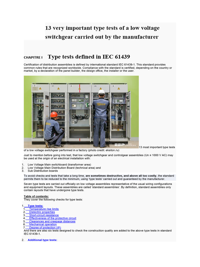 13 Very Important Type Tests of A Low Voltage Switchgear Carried Out by ...