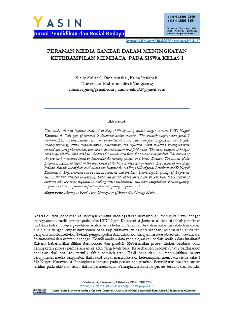 Peranan Media Gambar Dalam Meningkatkan Keterampilan Membaca Paada ...