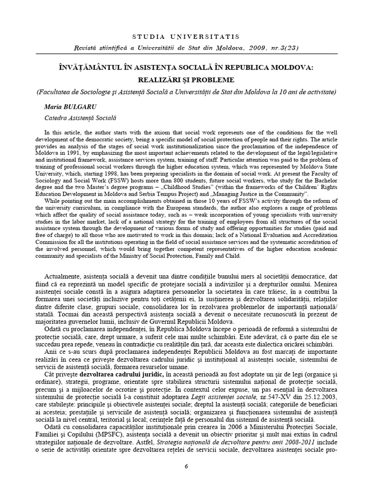 5.invatamintul in Asistenta Sociala in RM | PDF | Social Work | Welfare