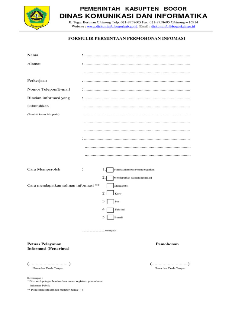Formulir Permohonan Informasi Publik | PDF