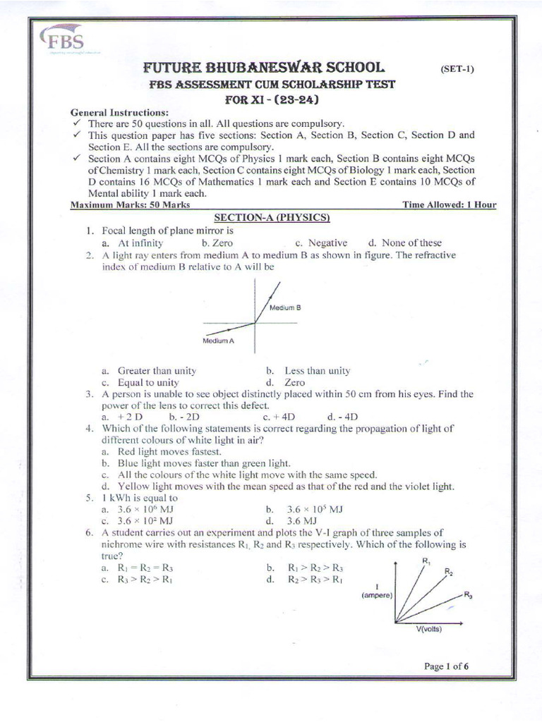 Sample FAST Question Paper 2023 | PDF