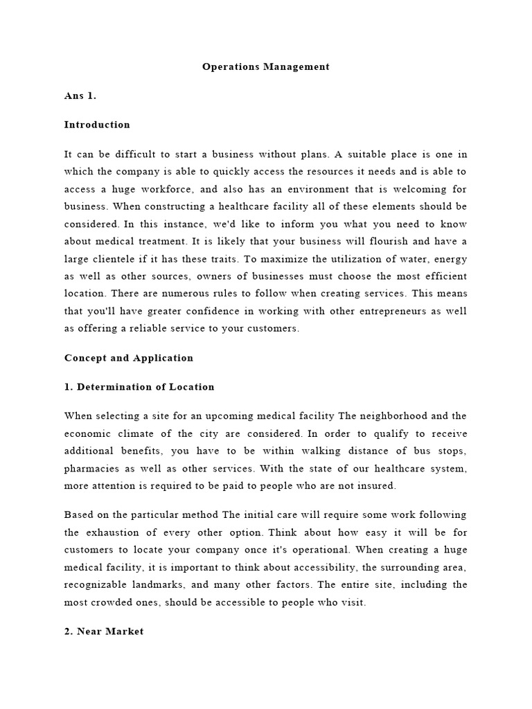 Operations Management MS 83 | PDF | Restaurants | Hospital