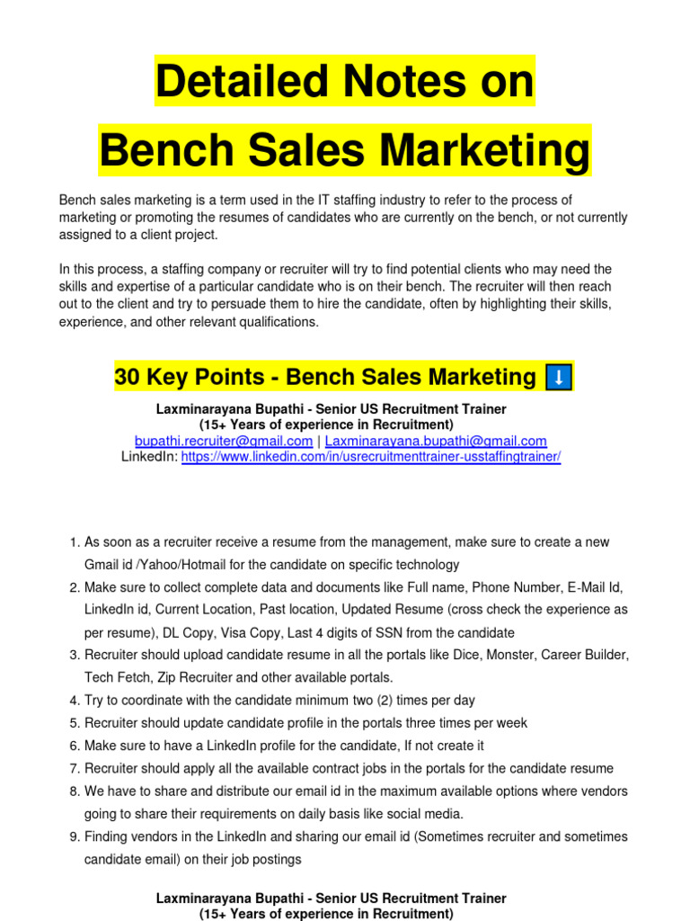 Bench Process | PDF | Recruitment | Linked In
