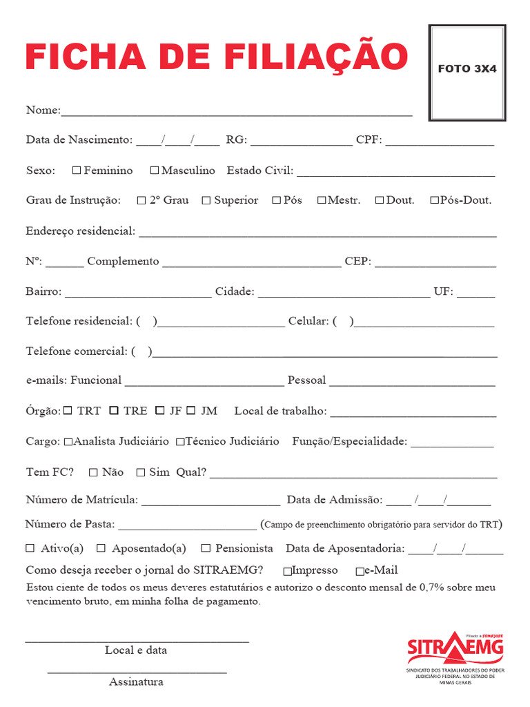 Ficha de Filiacao - Edit2022 | PDF