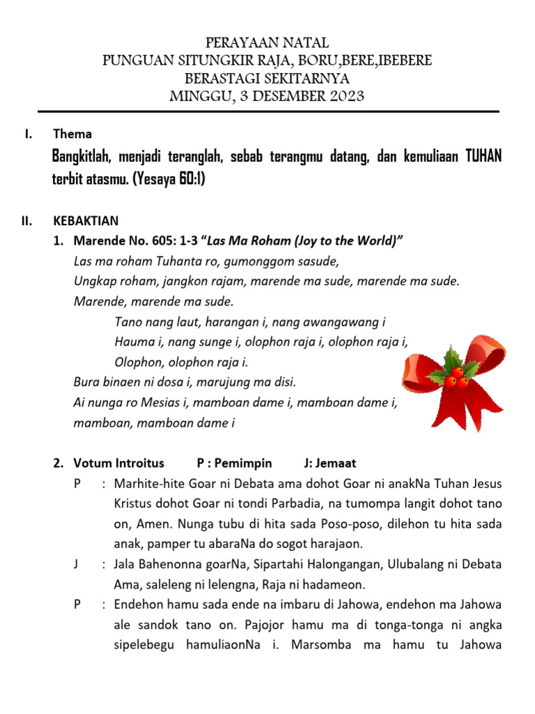 Acara Natal Punguan Situngkir Raja | PDF | Ilmu Sosial | Kajian Bahasa ...